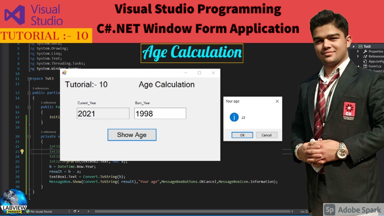 C# Tutorial | Tutorial 10 Age Calculation in C# | C#.NET Tutorial | C# ...