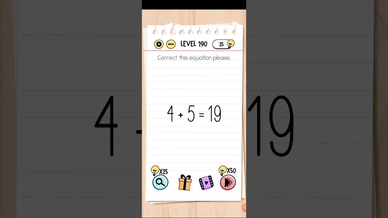 Brain test level 190 Correct this equation please - YouTube