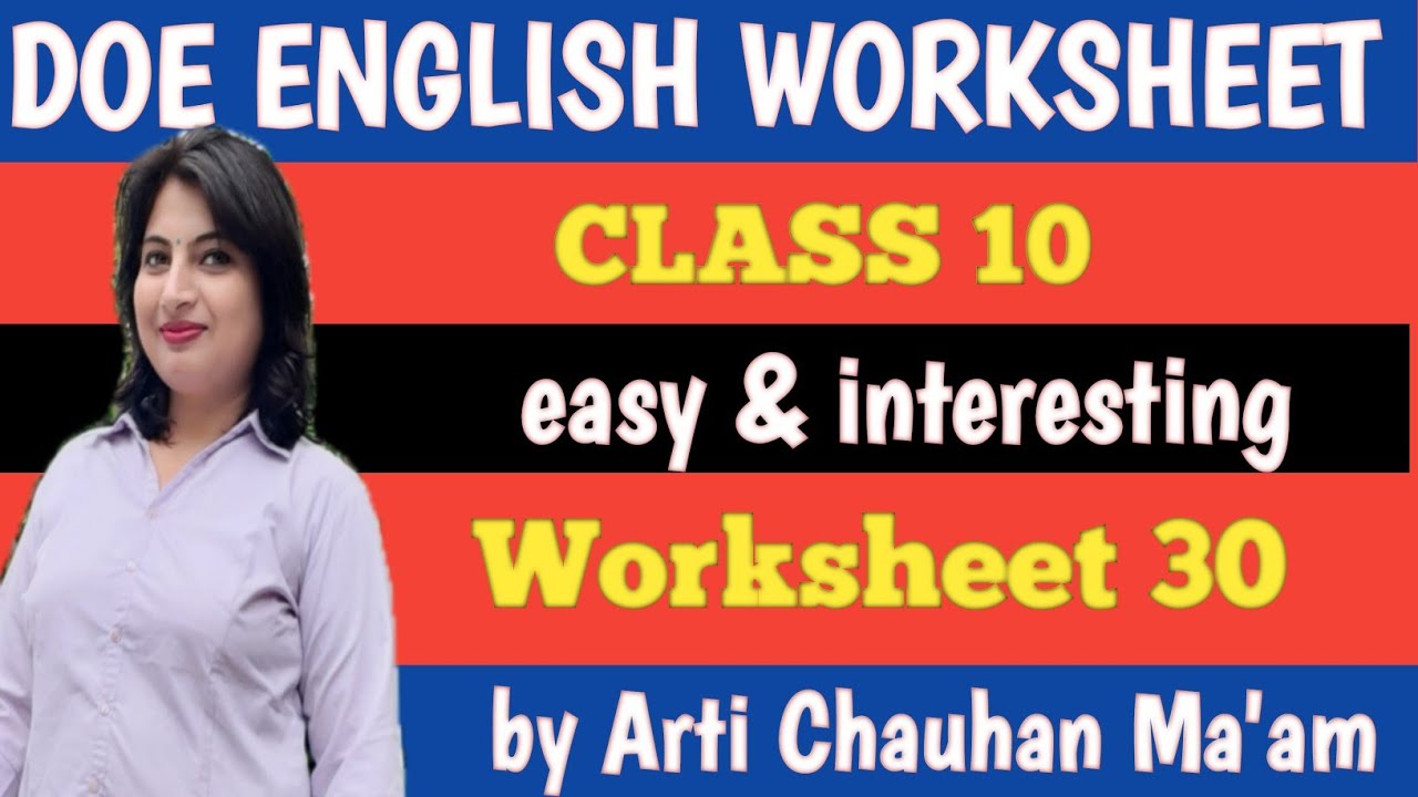 Class 10 English Worksheet 30 | 12 September 2020 | solved DOE English ...