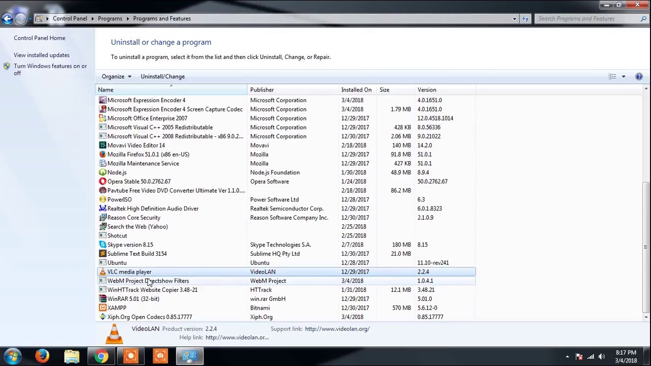 How to uninstall VLC From Window 7 - YouTube