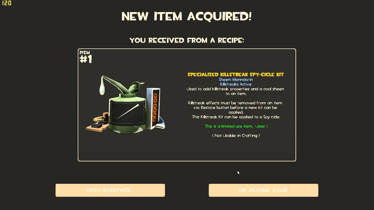 tf2 crafting an specialized spy-cicle killstreak kit - YouTube