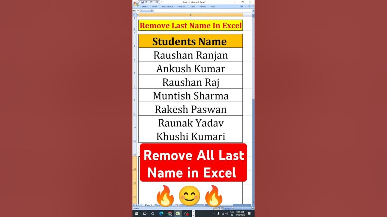 Remove Last Name In Excel Data | How to remove all surnames at once in ...