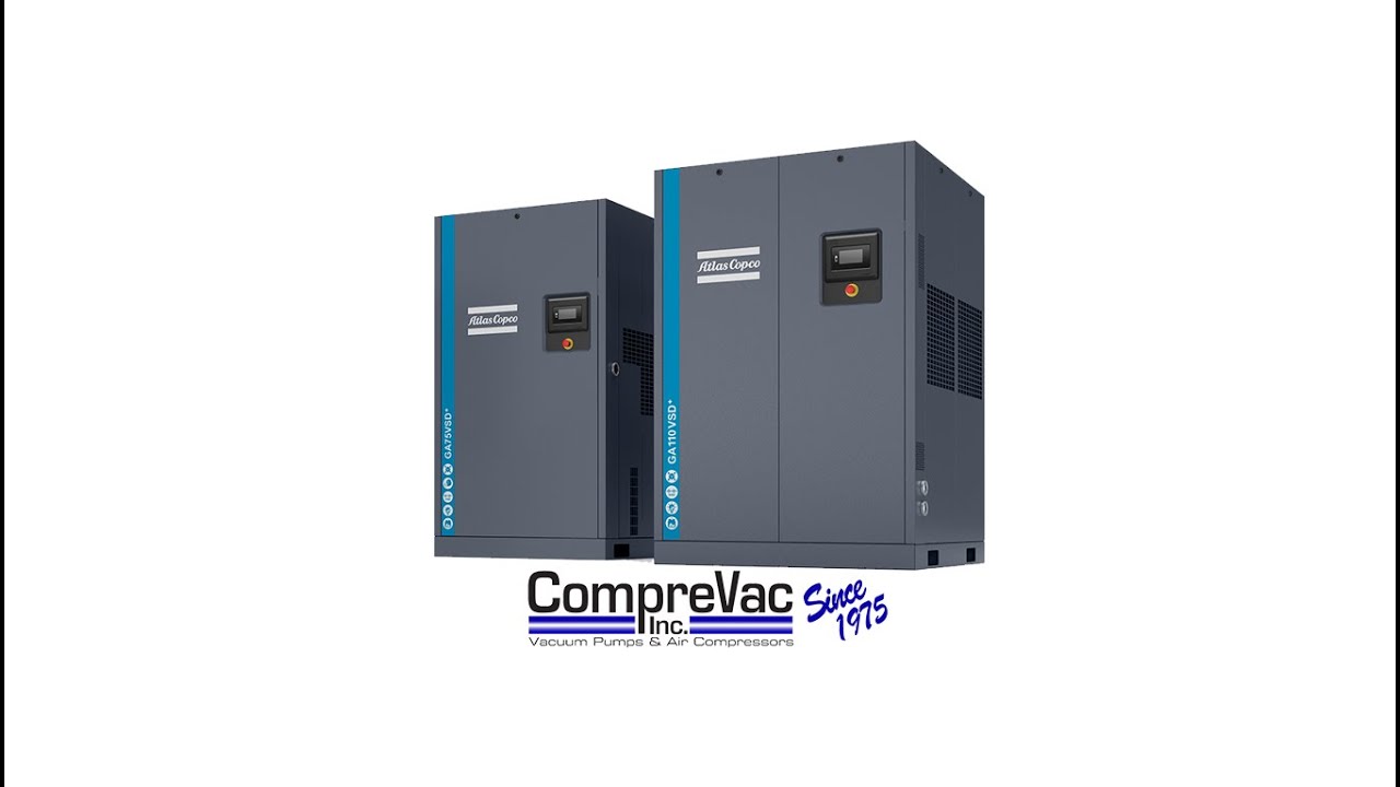 CompreVac Atlas Copco GA 75 110 VSD+ Compressor - YouTube