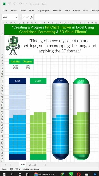 "How to Creating a Progress Fill Chart Tracker in Excel Using Conditional Formatting & Visual ...