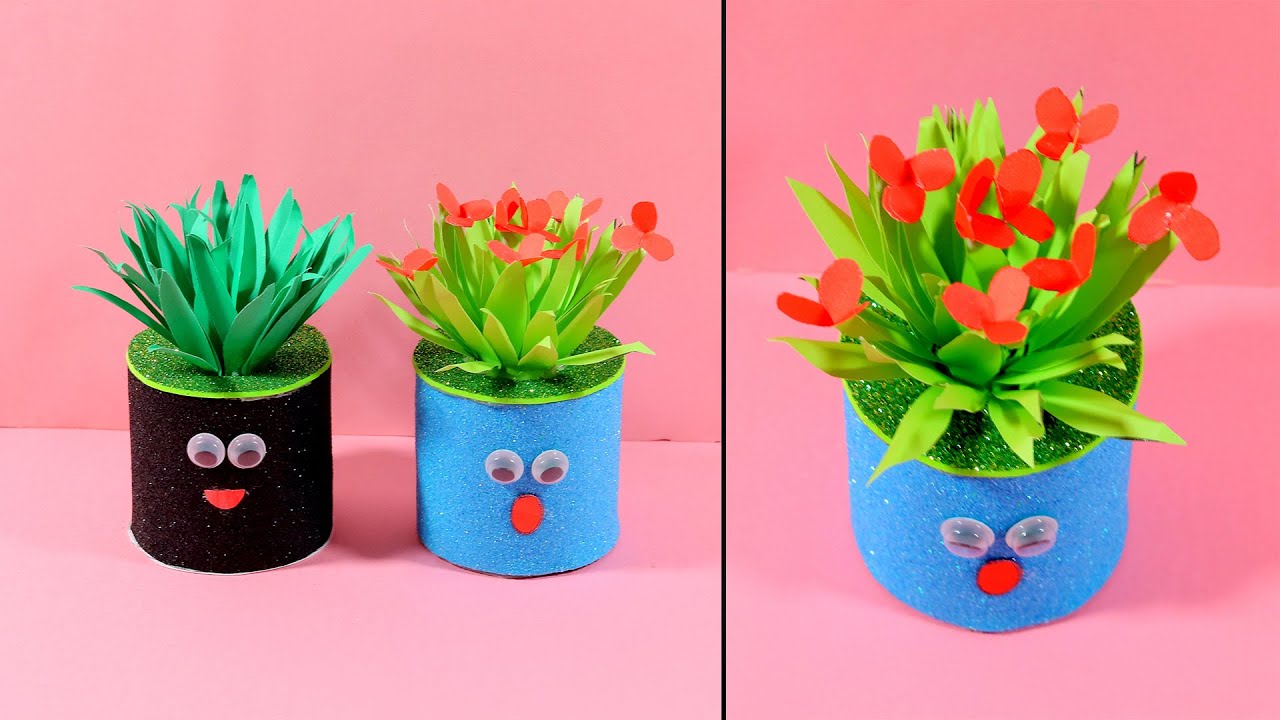 How to Make Paper Flower Pot | DIY Mini Paper Flower Pot - Cute Paper ...