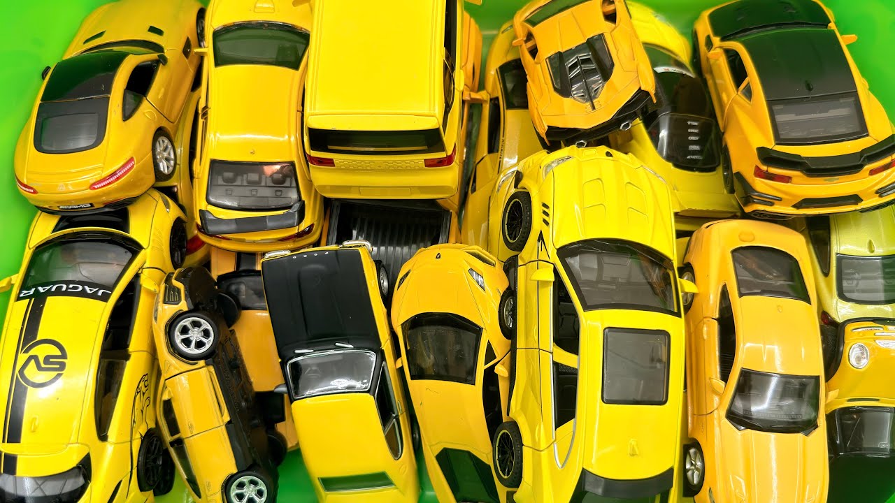 Box Of Various Yellow Diecast Model Cars - Only Yellow Cars - YouTube