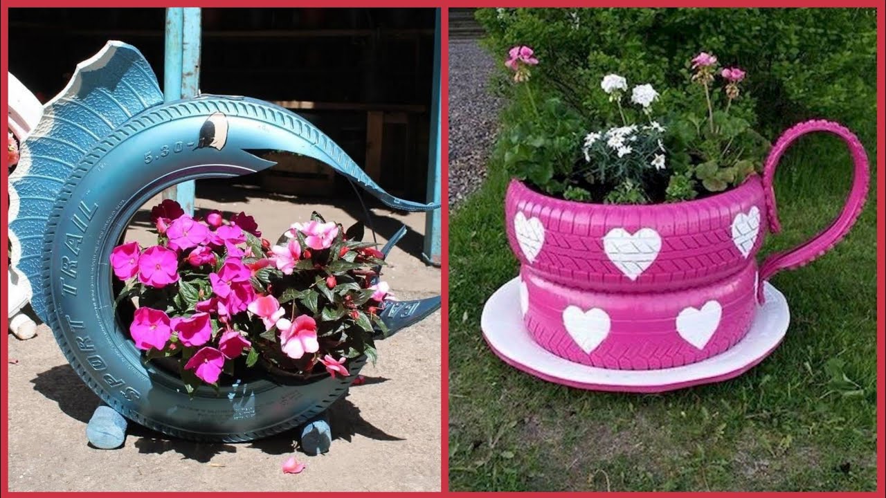 Beautiful latest tyre craft ideas - YouTube