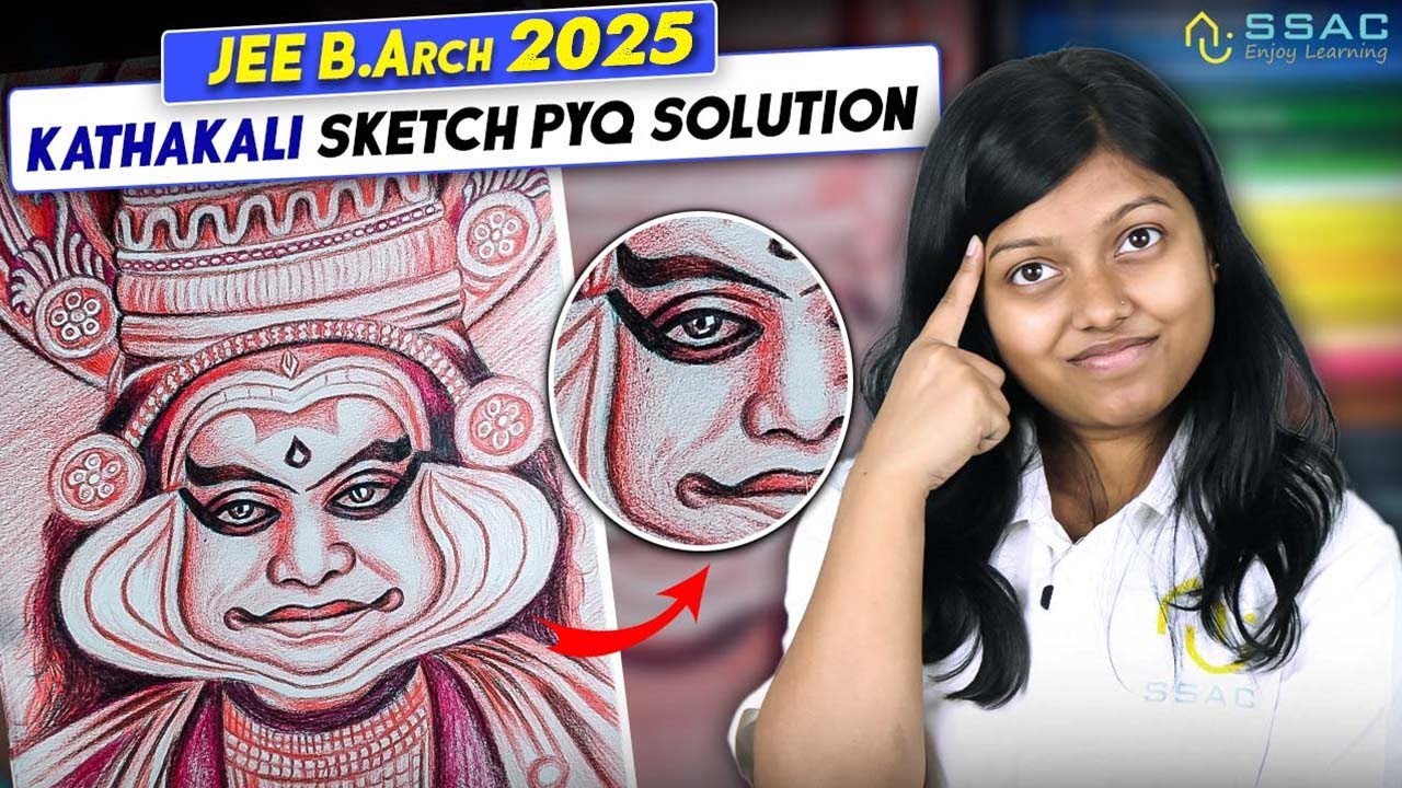 Step by Step Kathakali Sketch | JEE B.Arch 2024 PYQ - YouTube