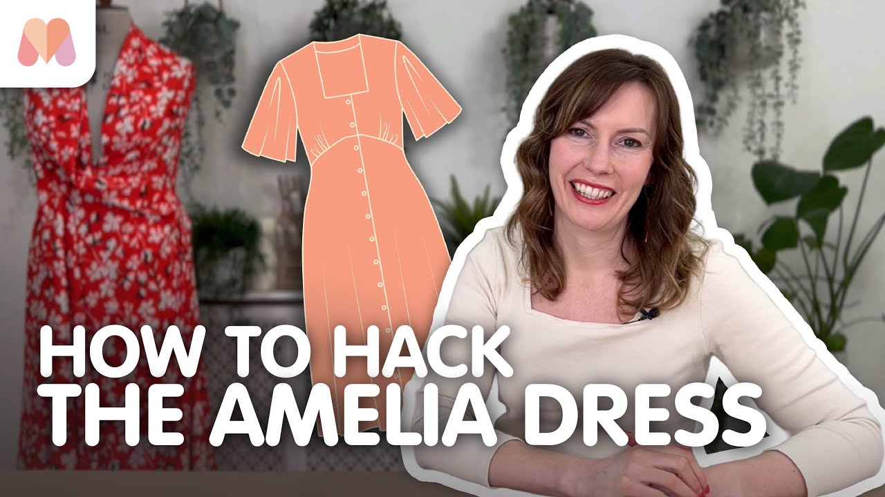 Pattern Hack the Amelia Dress | Square Neckline & Button Up Front - YouTube