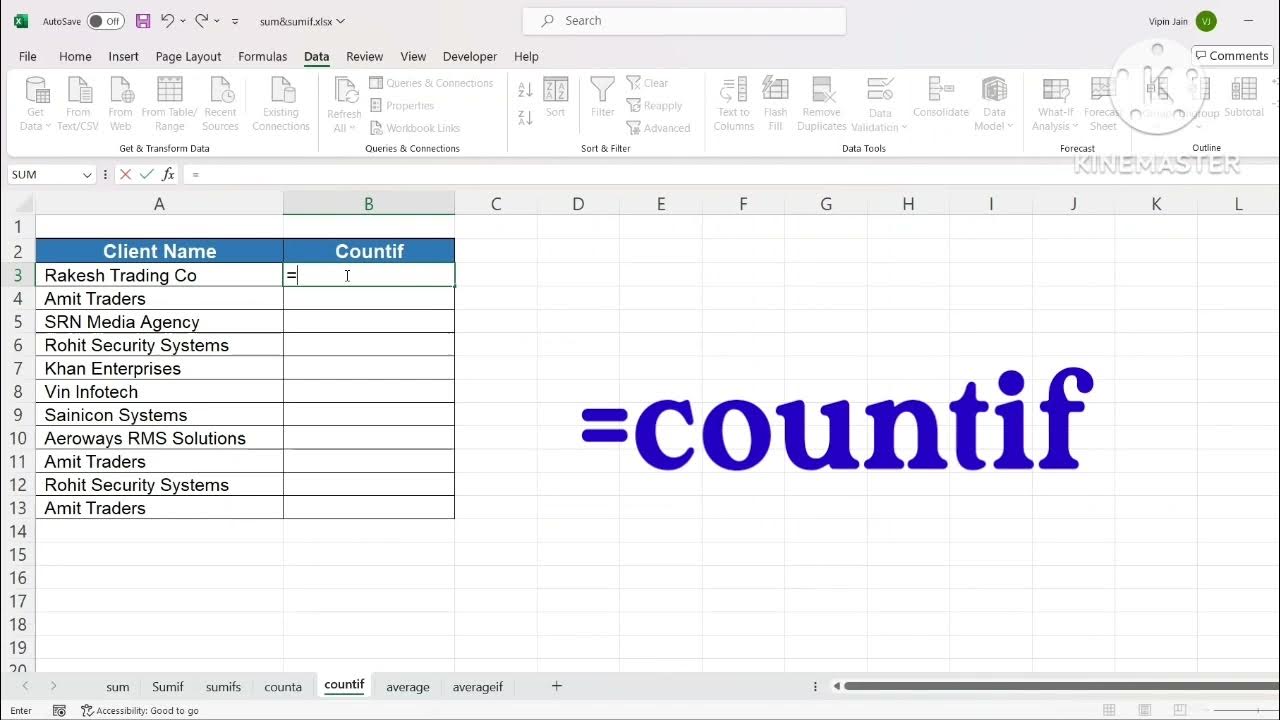 use of counta & countif in ms excel - YouTube