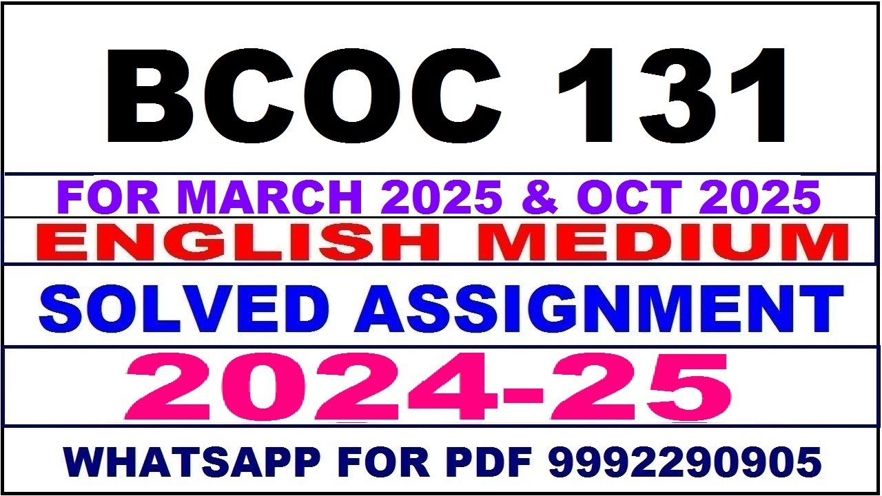 bcoc 131 solved assignment 2025 | bcoc 131 solved assignment in english ...