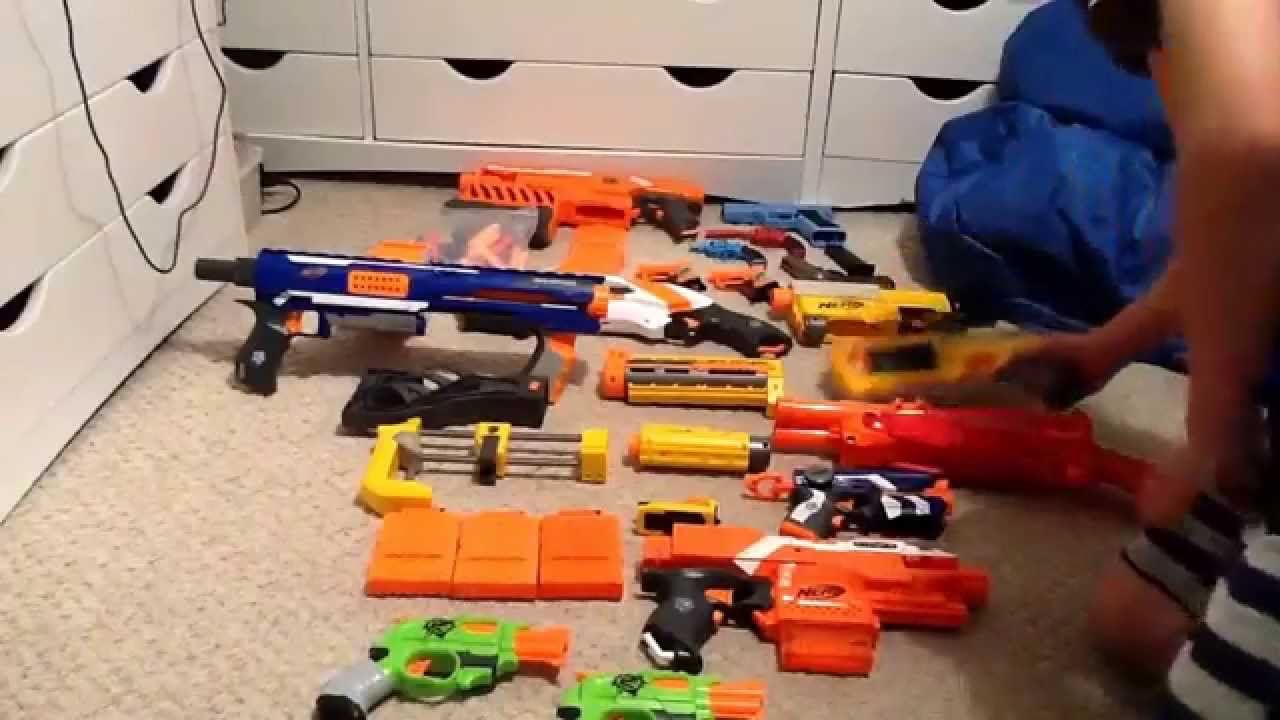 Showing all my NERF guns+BB and cap guns#very first video - YouTube