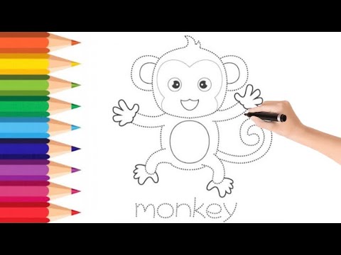 Kids Draw the Monkey | Drawing Coloring Monkey for Toddler | Anak ...