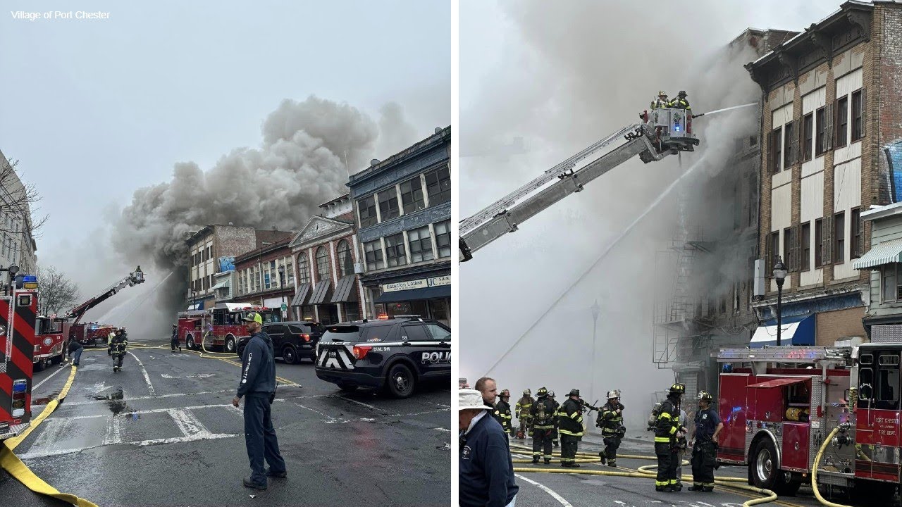 Large fire engulfing 2 buildings on Main Street in Port Chester, New ...