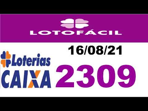 RESULTADO LOTOFÁCIL CONCURSO 2309 (16/08/21)