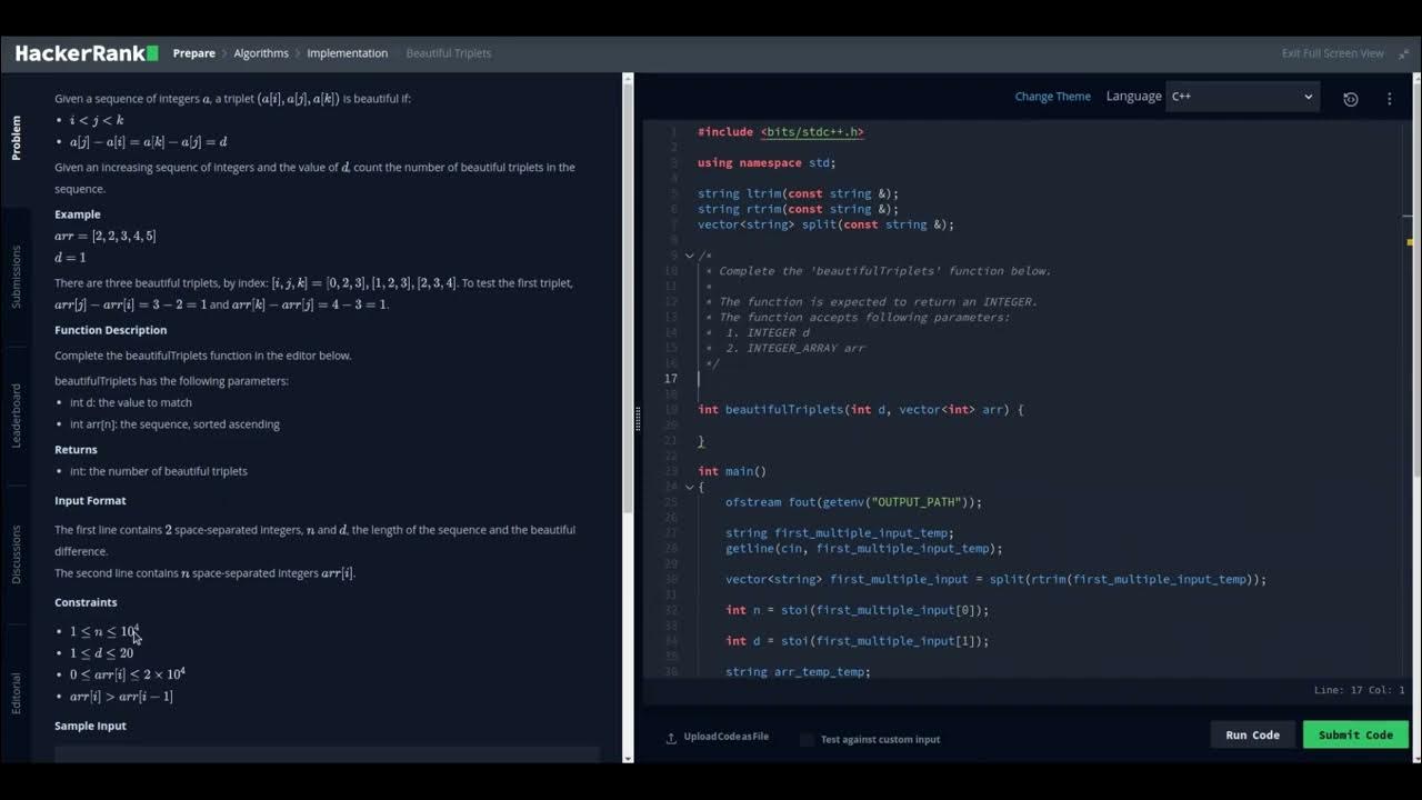 Hackerrank Beautiful Triplets Youtube