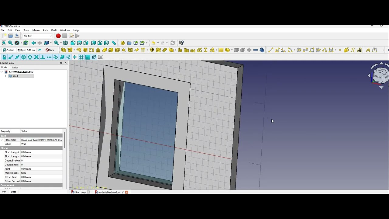 Quick tutorial on FreeCAD Arch Workbench Window placement on wall - YouTube