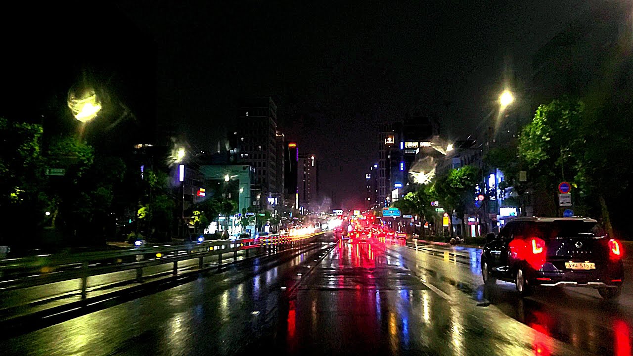 Deajeon Seoul 4K | Night Rain Drive 2h 40 | Relaxing Calm Music ...