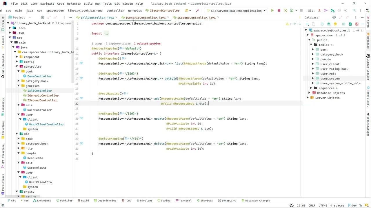 Desarrollando una API para libros con Spring Boot, PotsgreSQL | Refactorizado Código - YouTube