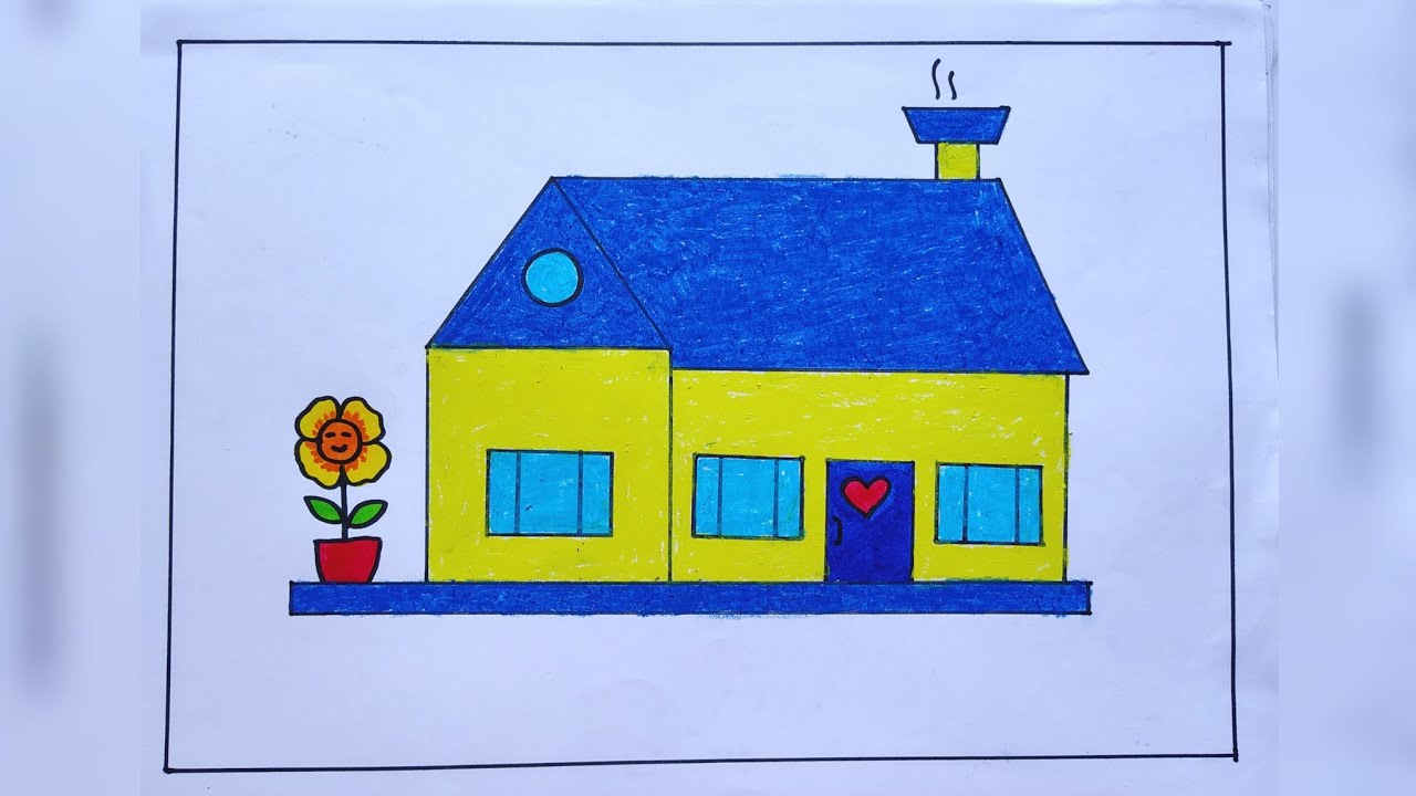 House Scenery Drawing for Beginner's 🏠Ghar ka Chitra🏠 Easy to drawing ...