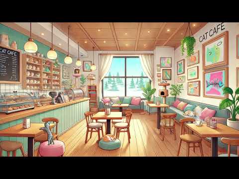 Cat Cafe Ambience 🐾☕ Relaxing Lofi Beats for Study & Focus | 4k