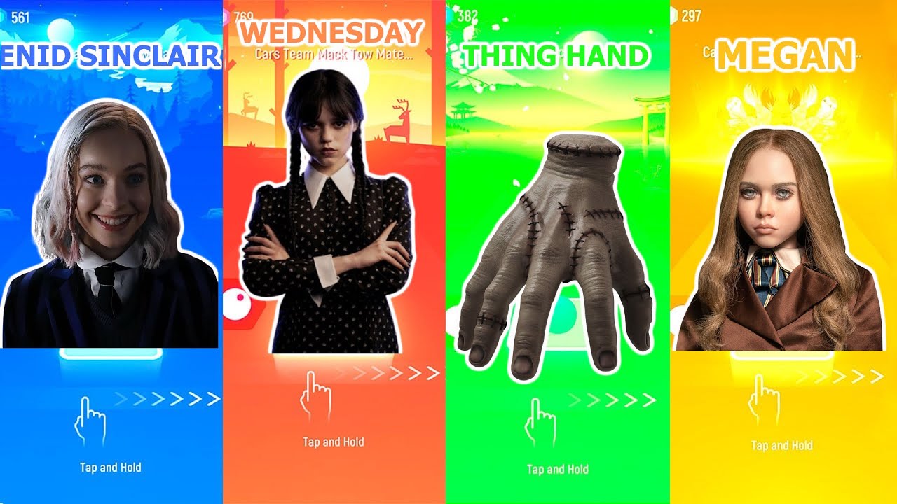 Enid Sinclair vs Wednesday Addams vs Thing Hand vs Megan - Lady Gaga ...