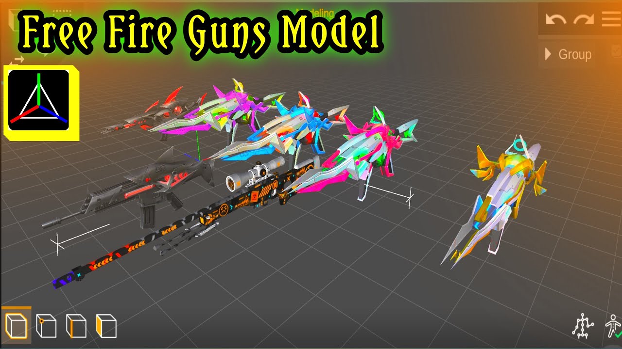 Free Fire 3D Gun Model🔫||Free Fire 3D Model ||Prisma3d Model || - YouTube