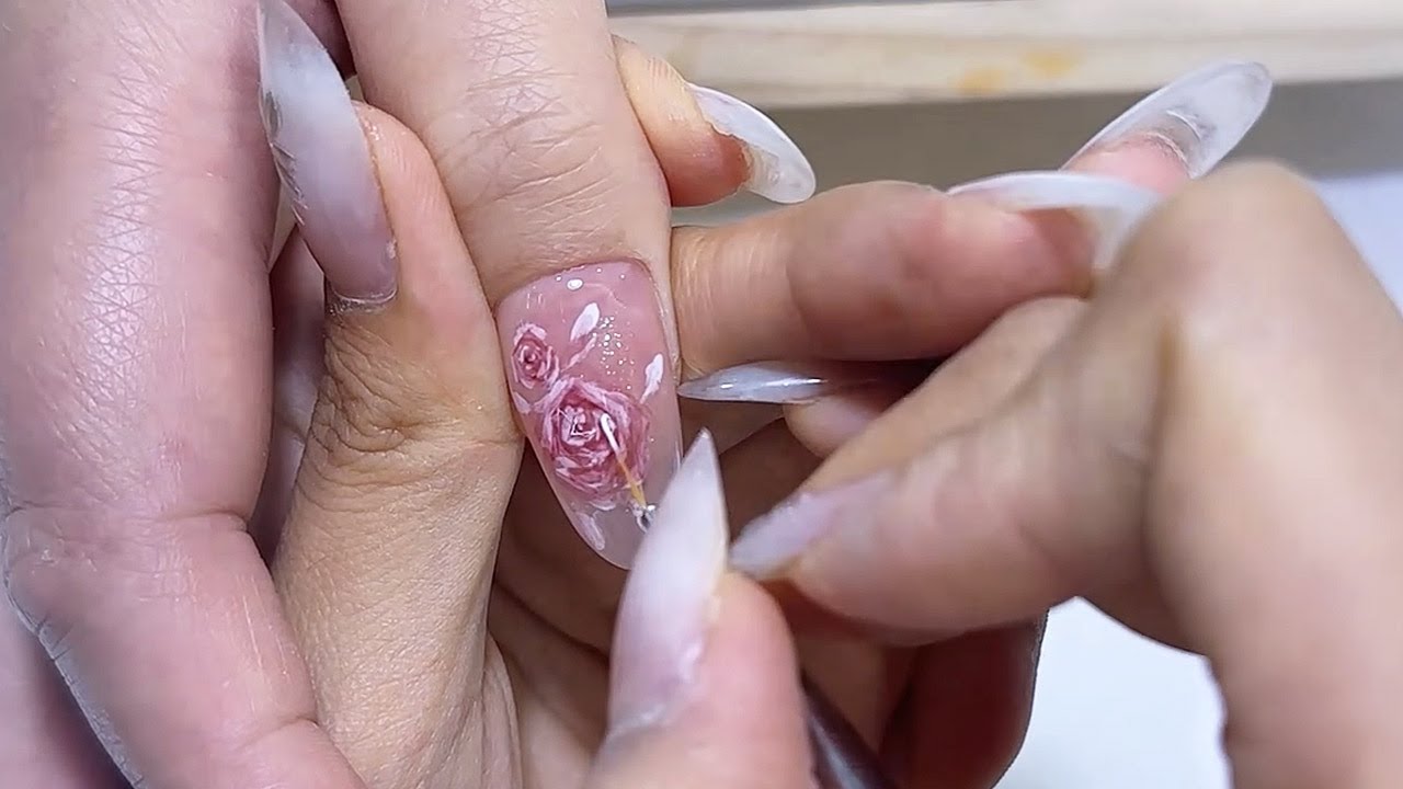 Watercolor Rose Nail Art Tutorial#nailtutorial #nailart - YouTube
