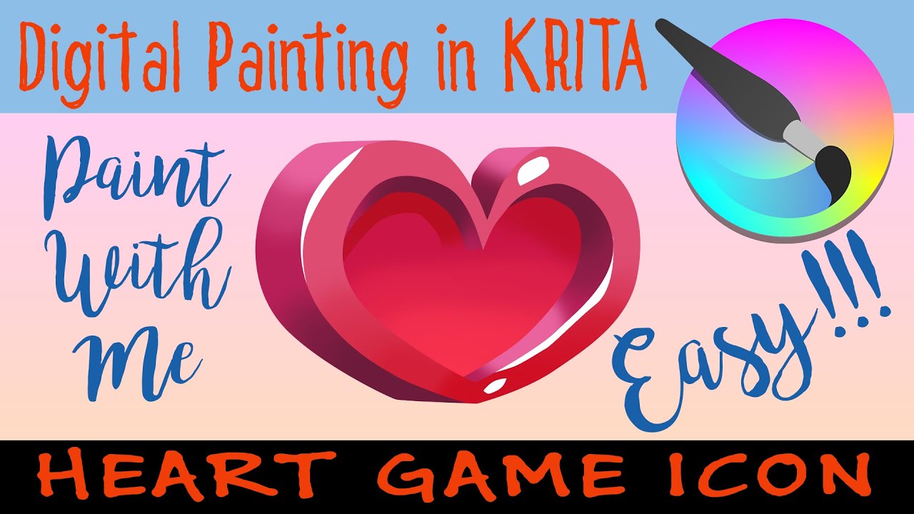How to Paint a Stylized Heart Game Icon in Krita | Step-by-Step ...