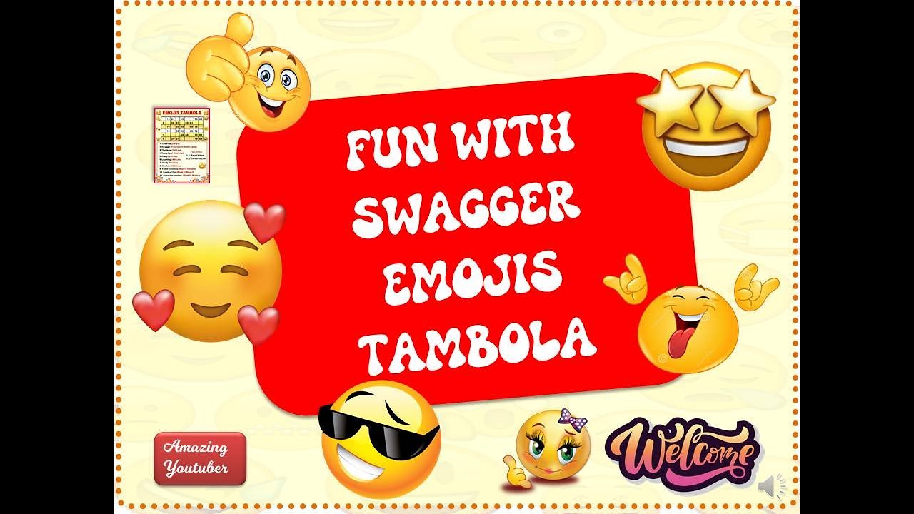 'Swagger' Emoji tambola/Housie Tickets | Yellow Smiley Tambola /Housie ...