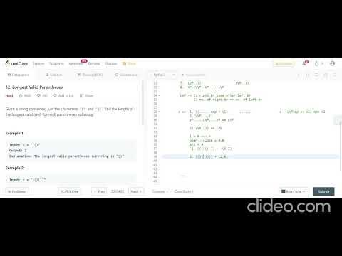 Longest Valid Parentheses || Leetcode 32 || Coding and Intuition || O(1) Space - YouTube