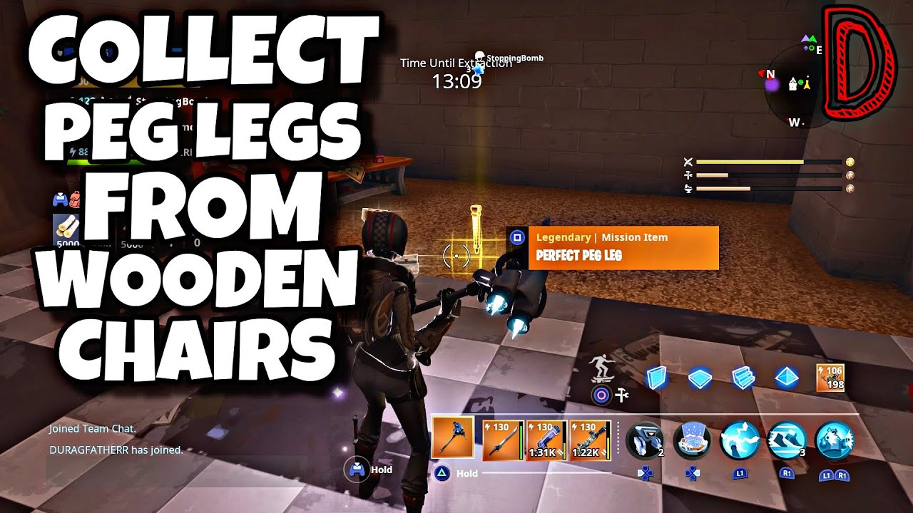 COLLECT PEG LEGS FROM WOODEN CHAIRS | ONE STEP | FORTNITE SAVE THE ...