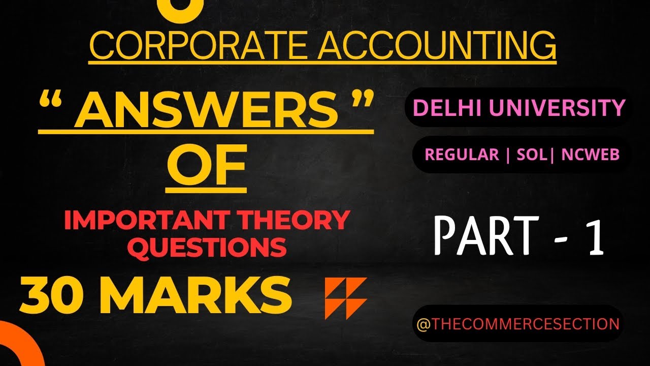 #1 SOLUTIONS OF Important Theory Questions (30 Marks) Corporate ...