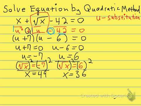 11.3 Solving Equations By Quadratic Methods (u-substitution) - YouTube