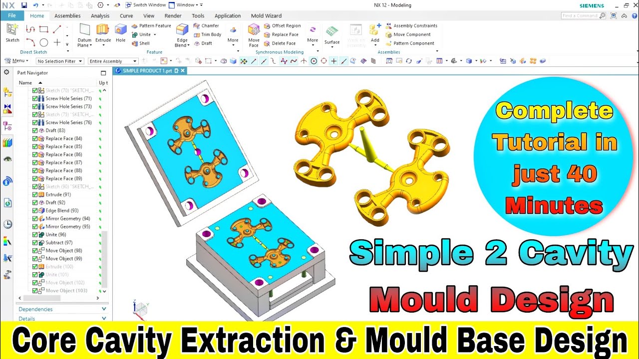 Core Cavity Extraction || Complete Concept of Two Plate Mould Design # ...