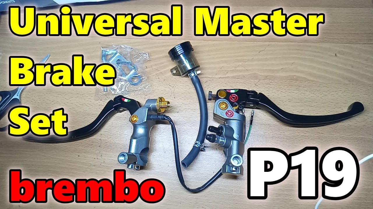 Universal Motorcycle BREMBO P19 Master Brake Set single hydraulic - YouTube