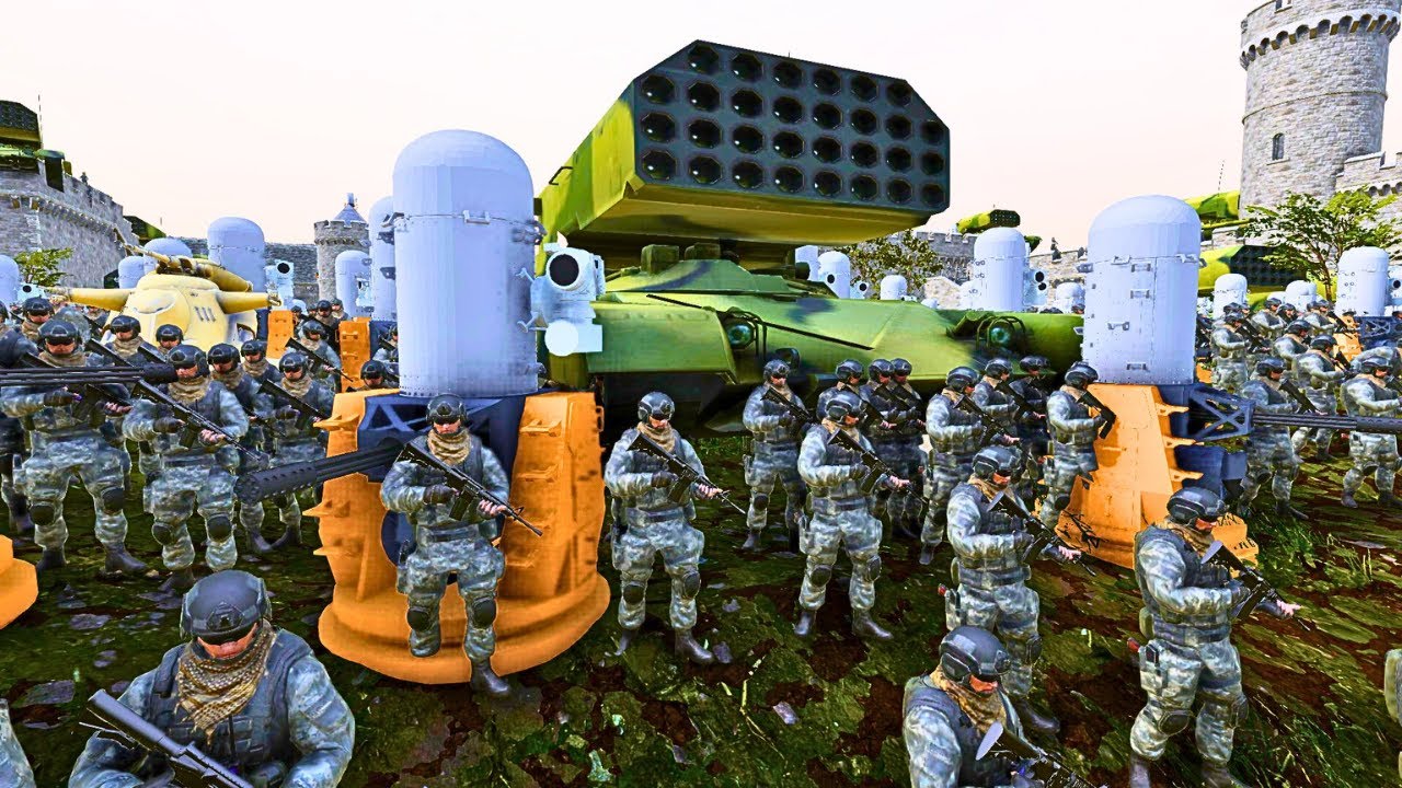 3,000,000 INSURGENTS INVADING MODERN ARMY FORTRESS FULL OF BIG GUNS ...