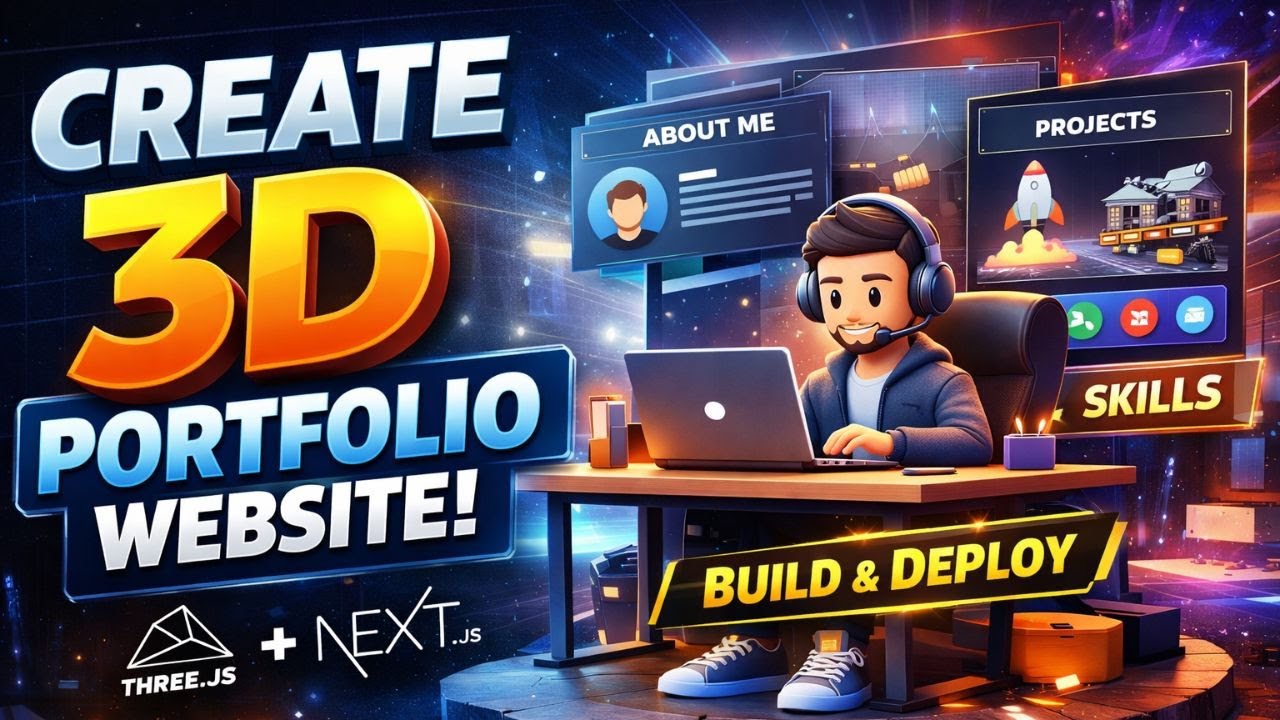 Create & Deploy a Stunning 3D Portfolio Website Using Three.js + Next.js | Full 3D Developer ...