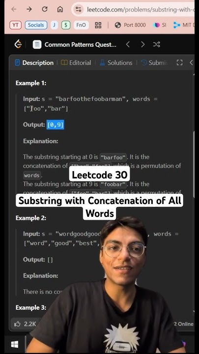 Leetcode 30 - Substring with Concatenation of All Words #dsa #interview #google #faang #amazon # ...