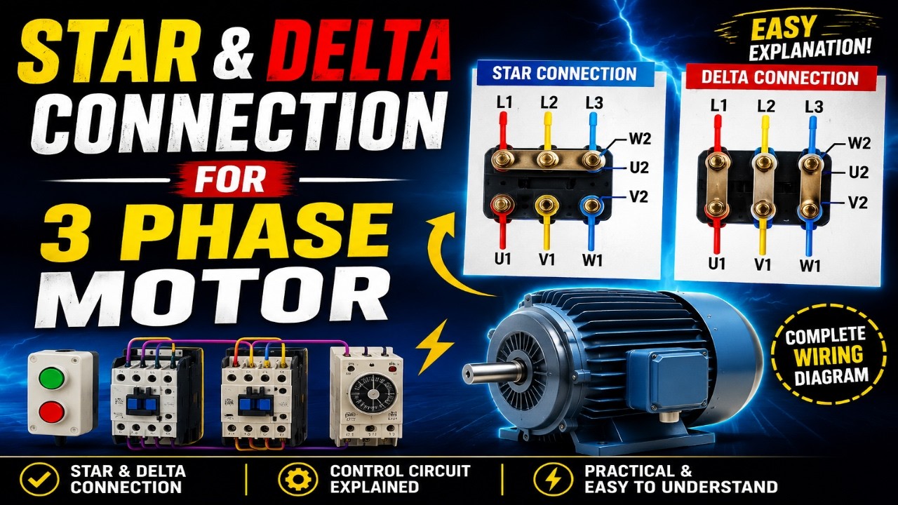 Star & Delta Connection for 3 Phase Motor | Electrical Knowledge - YouTube