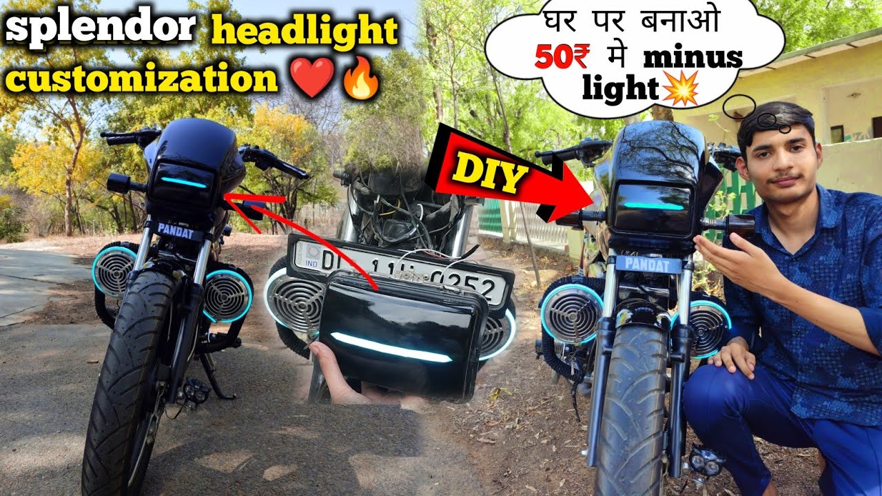 ️‍🔥Splendor Headlight Modified🔥| How To Make🤔Splendor Minus Headlight🚨🥳 ...