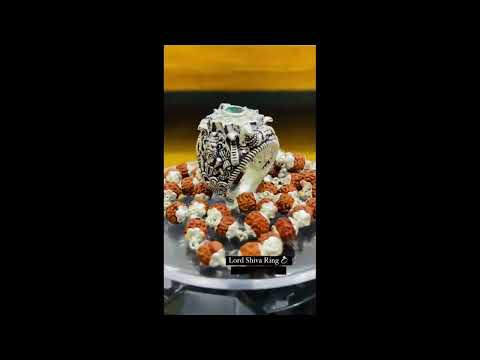 Unveil the Power of Lord Shiva | Sacred Oxidized Silver Ring with Green Gemstone | HannunMantra