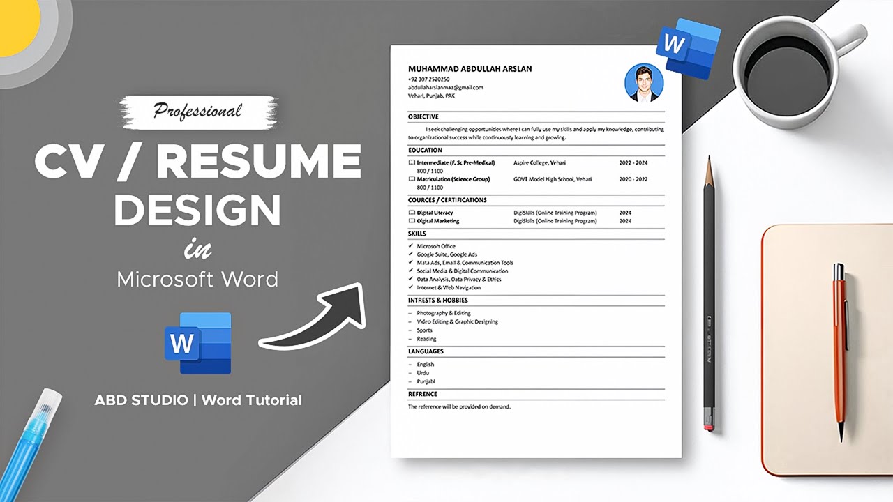 How to Make a CV / Resume for Students & Freshers | Microsoft Word ...