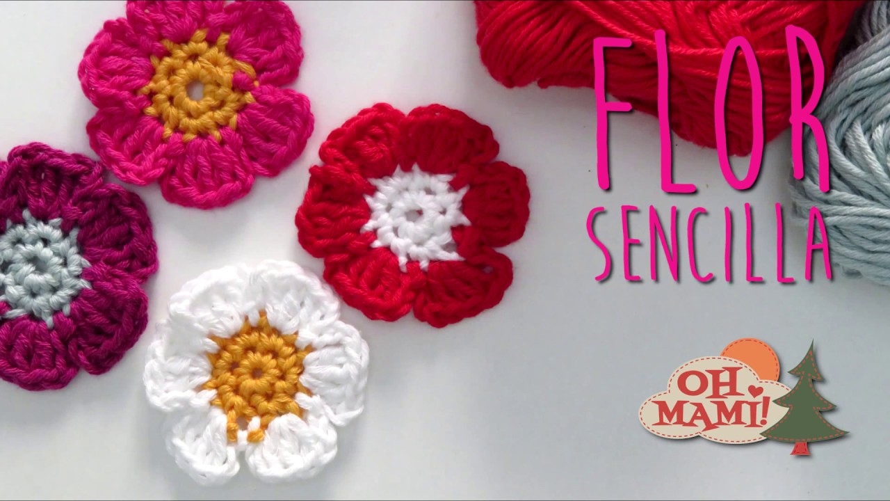 FLOR SENCILLA A CROCHET (VERY EASY FLOWER) - YouTube