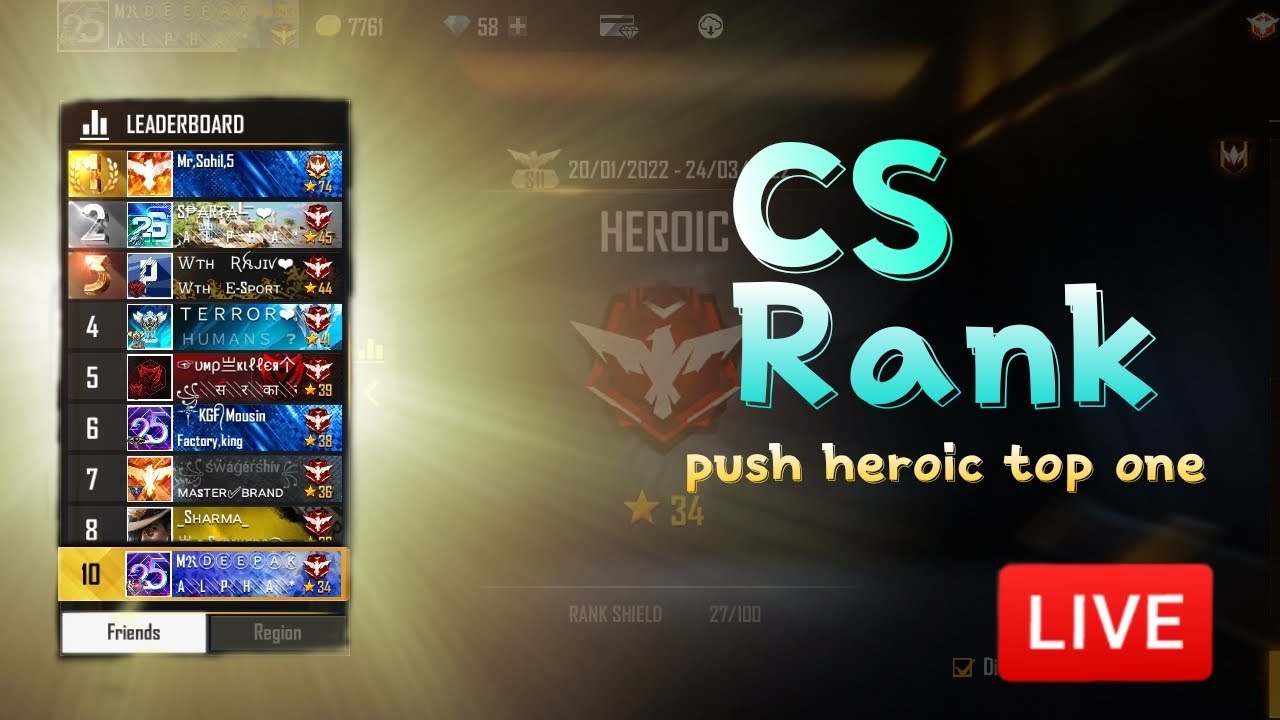 CS Rank push heroic top one - YouTube