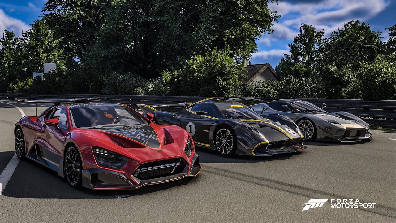 Forza Motorsport Drag race: Pagani Huayra R vs Zenvo TSR-S vs Ferrari ...
