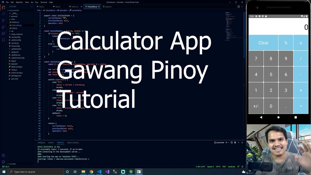 Gawang Pinoy - Calculator App Tutorial using React Native... - YouTube