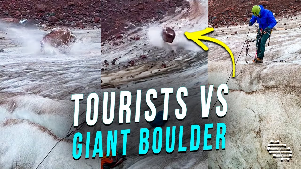 Giant Boulder Rolls Down the Mountain at Great Speed Towards the ...