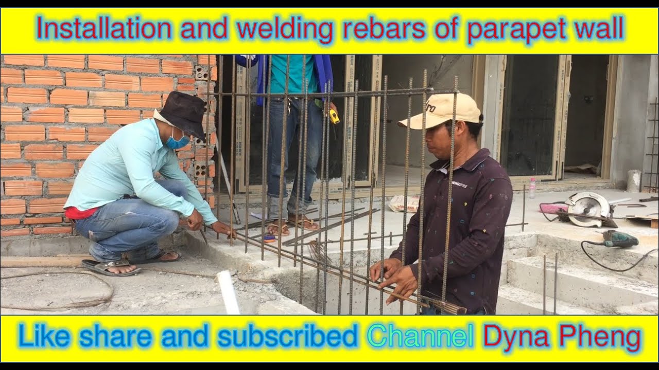 Installation rebars of parapet wall and casting concrete [ Dyna Pheng ] - YouTube