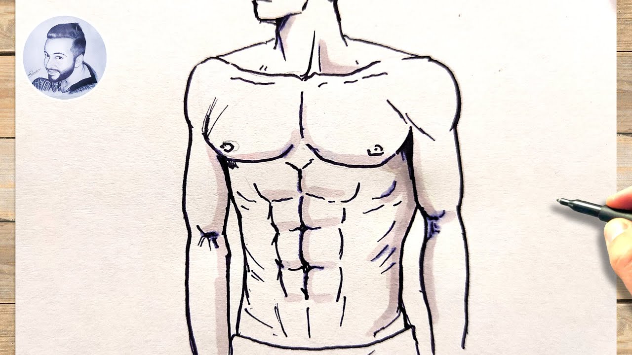 Tuto comment dessiner abdos homme facilement - YouTube